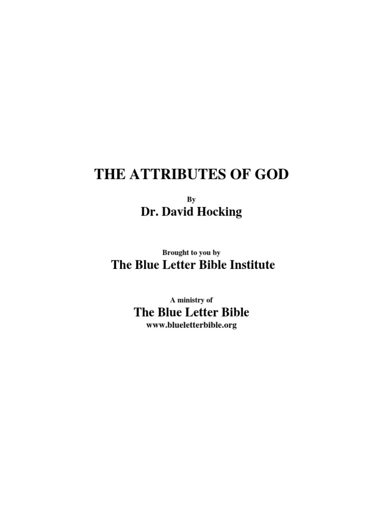 The Attributes of God - David Hocking PDF | PDF | God The Father | Book ...