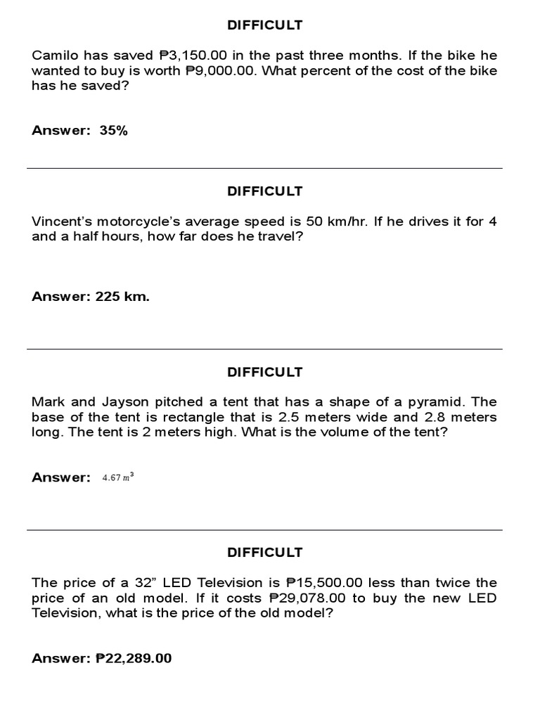 Grade 6 Math Quiz Questions | PDF | Interest | Economies
