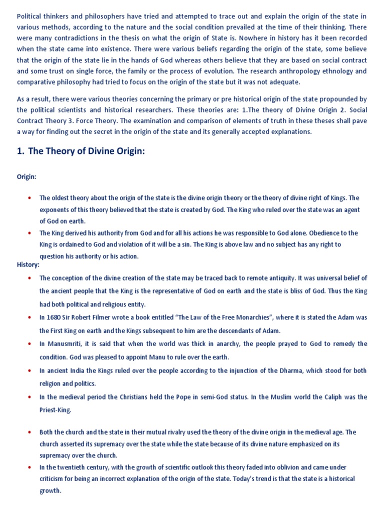 The Theory of Divine Origin | PDF | Social Contract | Sovereignty