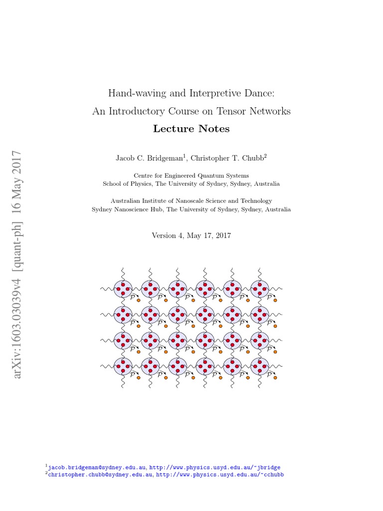 Hand-waving and Interpretive Dance: An Intro to Tensor Networks | PDF | Tensor | Matrix ...