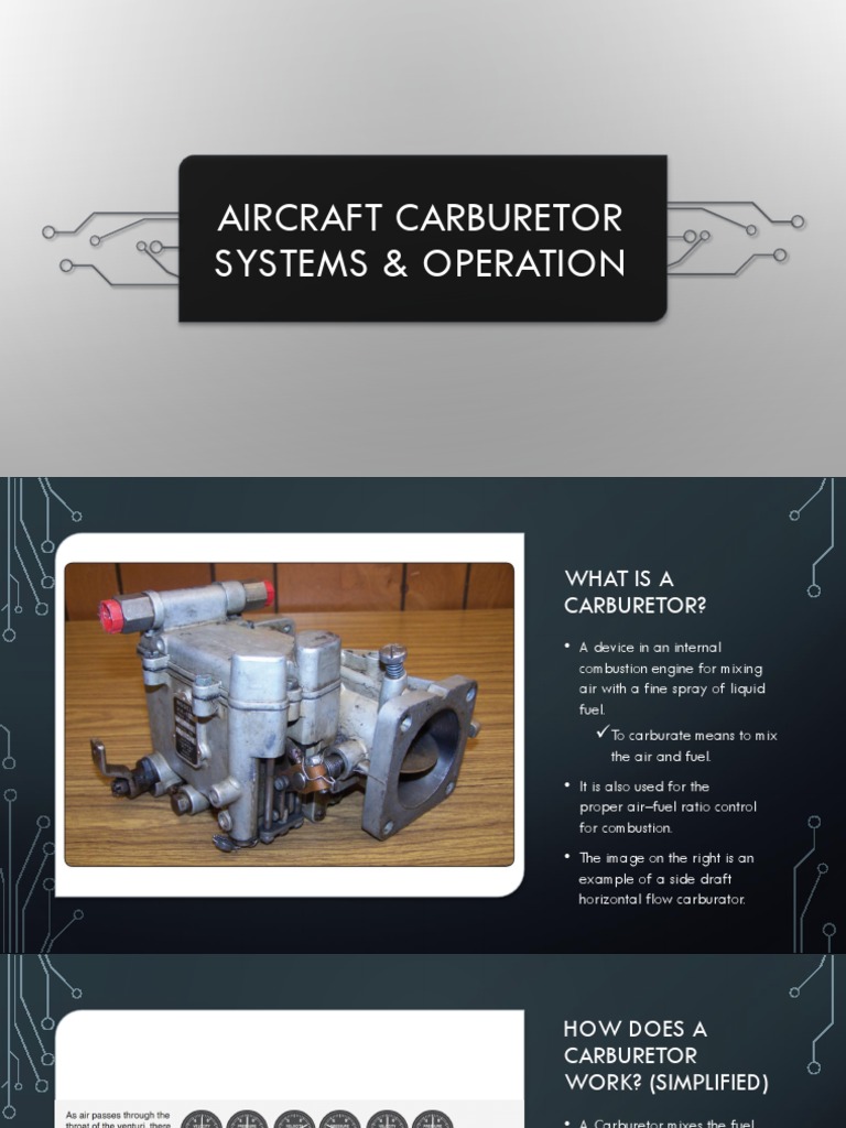Aircraft Carburetor Systems & Operation | PDF | Carburetor | Throttle
