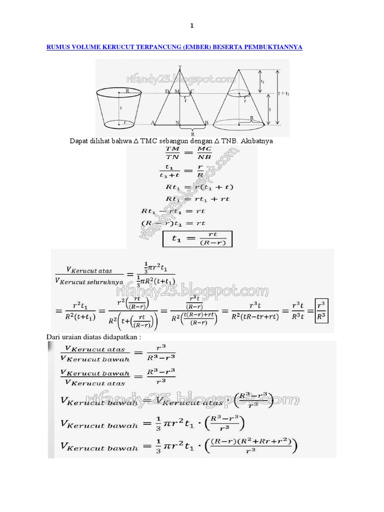 Rumus Volume Kerucut Terpancung | PDF