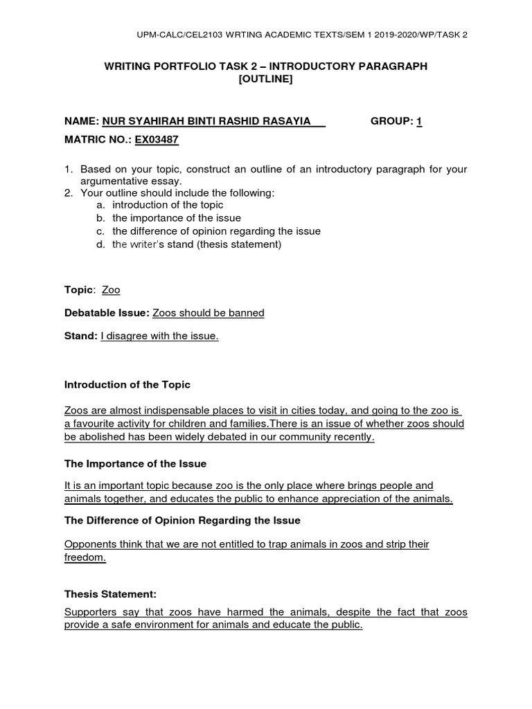 Portfolio Task 2 (Final) | PDF | Essays | Thesis