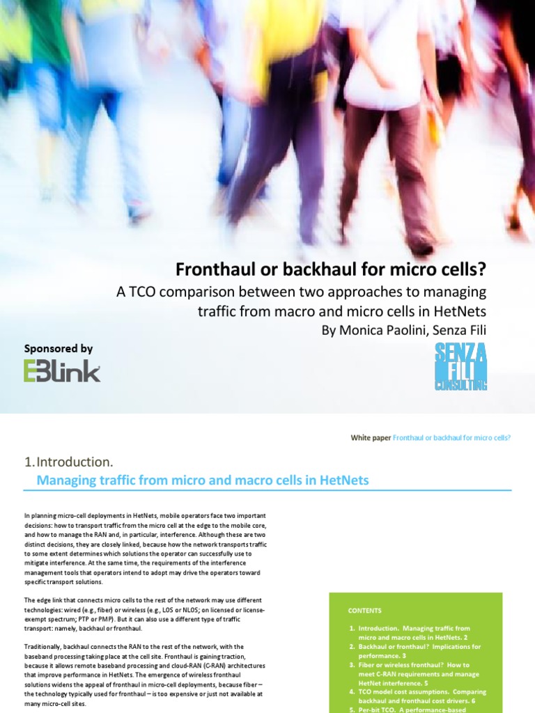 EBlink SenzaFili Fronthaul or Backhaul For Micro Cells July2014 | PDF ...
