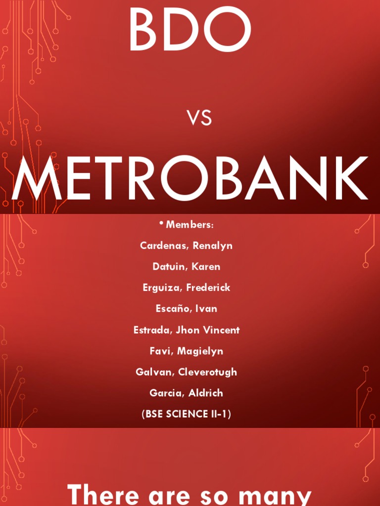Comparison of Bdo and Metrobank Group 3 | PDF | Banking | Banks