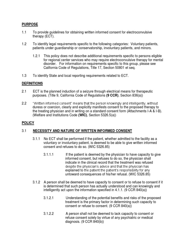 ECT Guidelines | PDF | Electroconvulsive Therapy | Informed Consent