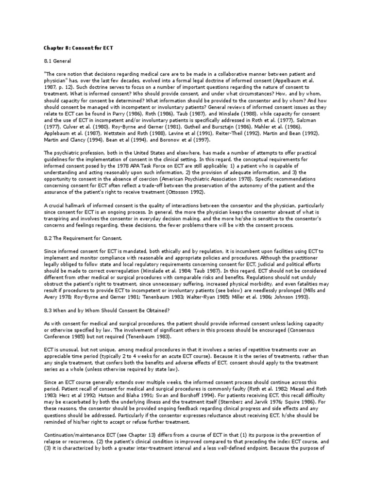 Chapter 8: Consent For ECT | PDF | Electroconvulsive Therapy | Informed ...