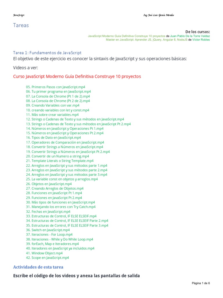 Fundamentos de JavaScript | PDF | Script Java | Java (lenguaje de ...
