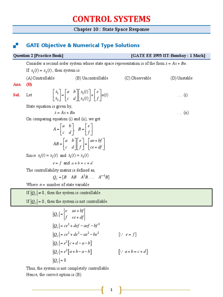 GATE Control Systems Practice Questions | PDF | Algorithms ...