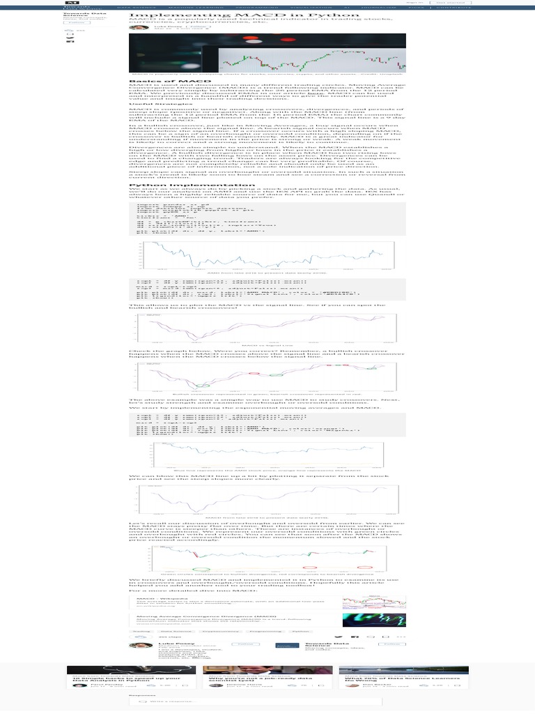 Implementing MACD in Python - Towards Data Science PDF | PDF | Technical Analysis | Analysis