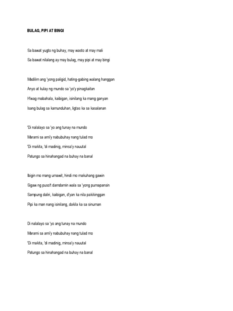 Bulag Pipi Bingi | PDF