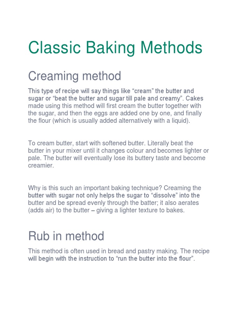 Classic Baking Methods | PDF | Baking | Butter