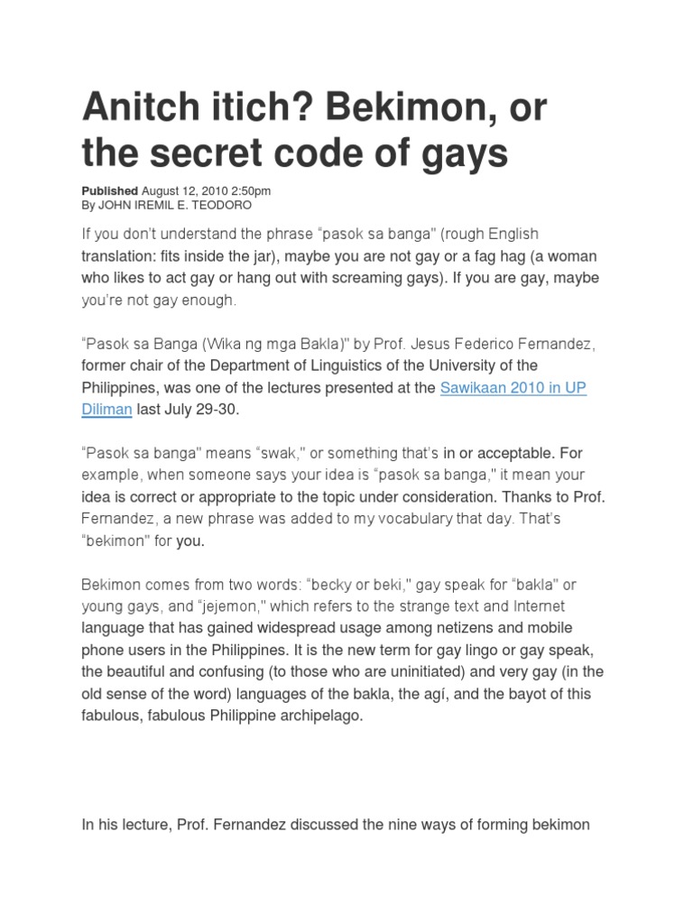 Bekimon or The Secret Language of Gays | PDF | Symbols | Cognitive Science