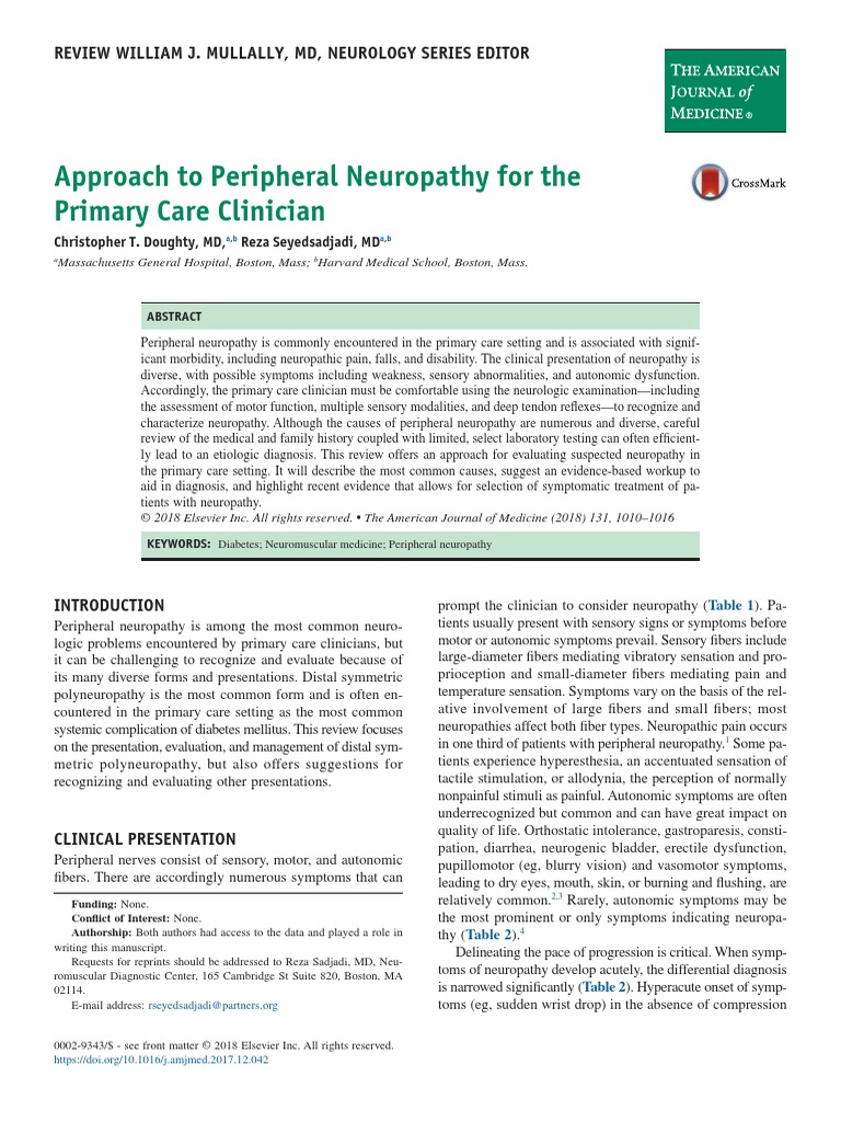 Approach To Peripheral Neuropathy For Primary Care Clinician | PDF ...