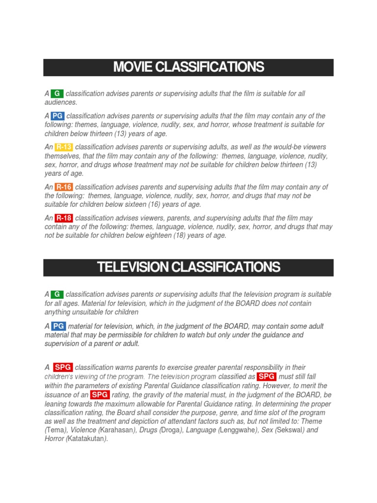 Movie Classifications: SPG SPG SPG | PDF