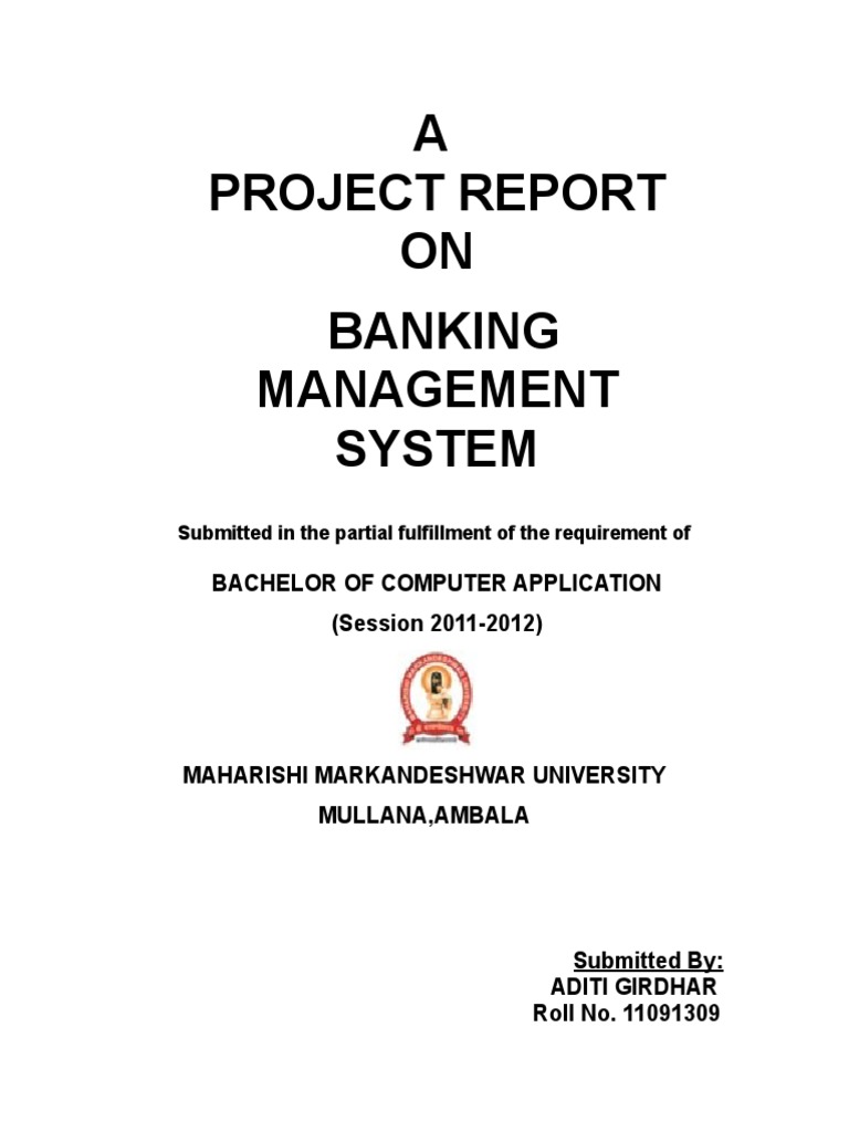 A Project Report ON Banking Management System: Bachelor of Computer ...