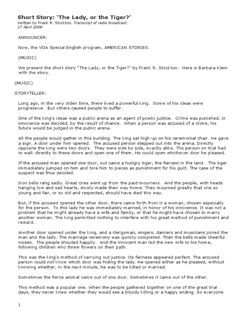 The Lady, or The Tiger | PDF