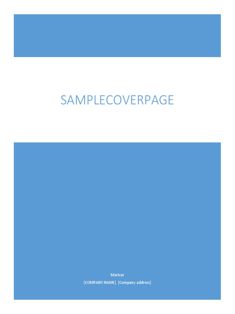 Samplecoverpage: Maricar (COMPANY NAME) (Company Address) | PDF