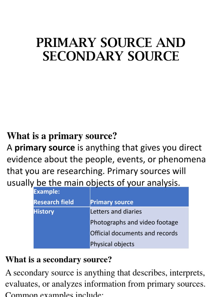 4.primary Source and Secondary Source | PDF | Primary Sources | Books