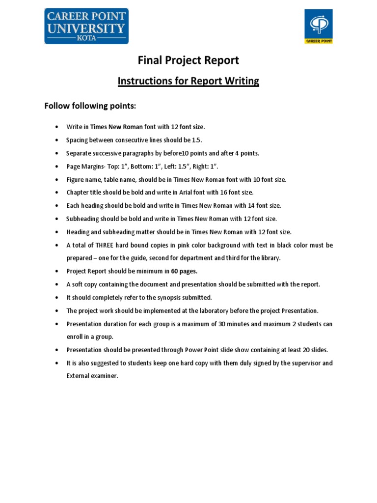 Project Report Guidelines | Download Free PDF | Thesis