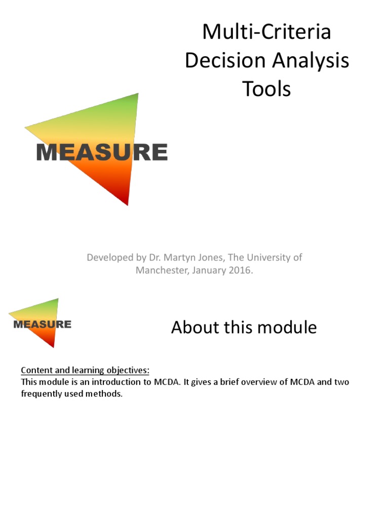 Multi-Criteria Decision Analysis Tools: Developed by Dr. Martyn Jones ...
