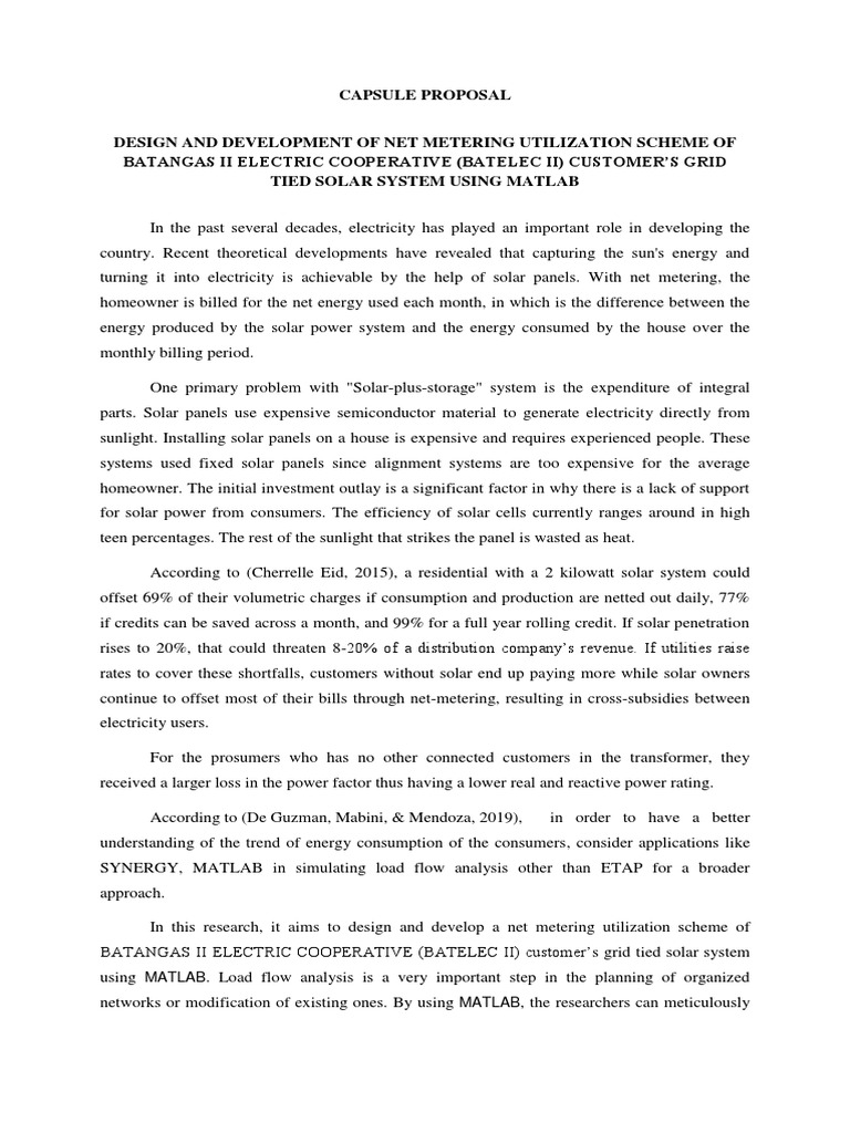 Capsule Proposal: Matlab Matlab | PDF | Solar Power | Solar Panel