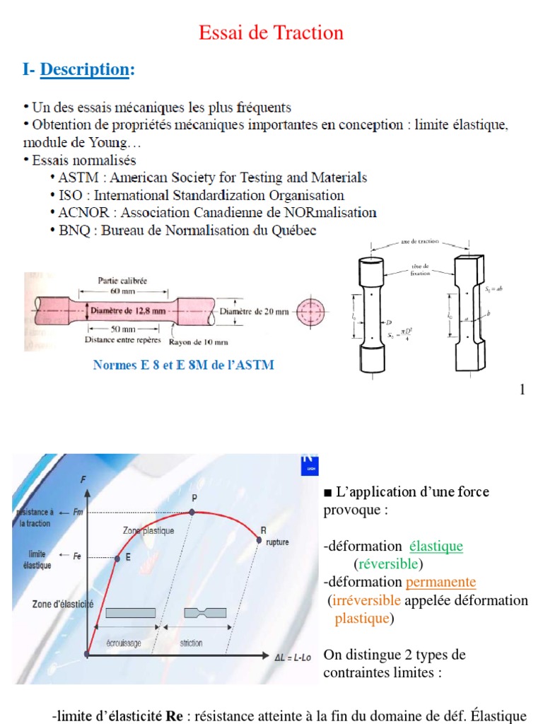 Essai de Traction | Élasticité (Physique) | Déformation plastique