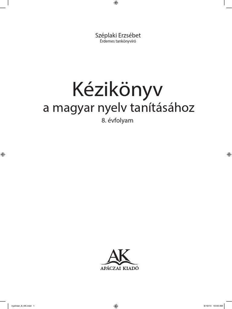Apáczai Nyelvtan 8 Tanári Kézikönyv | PDF
