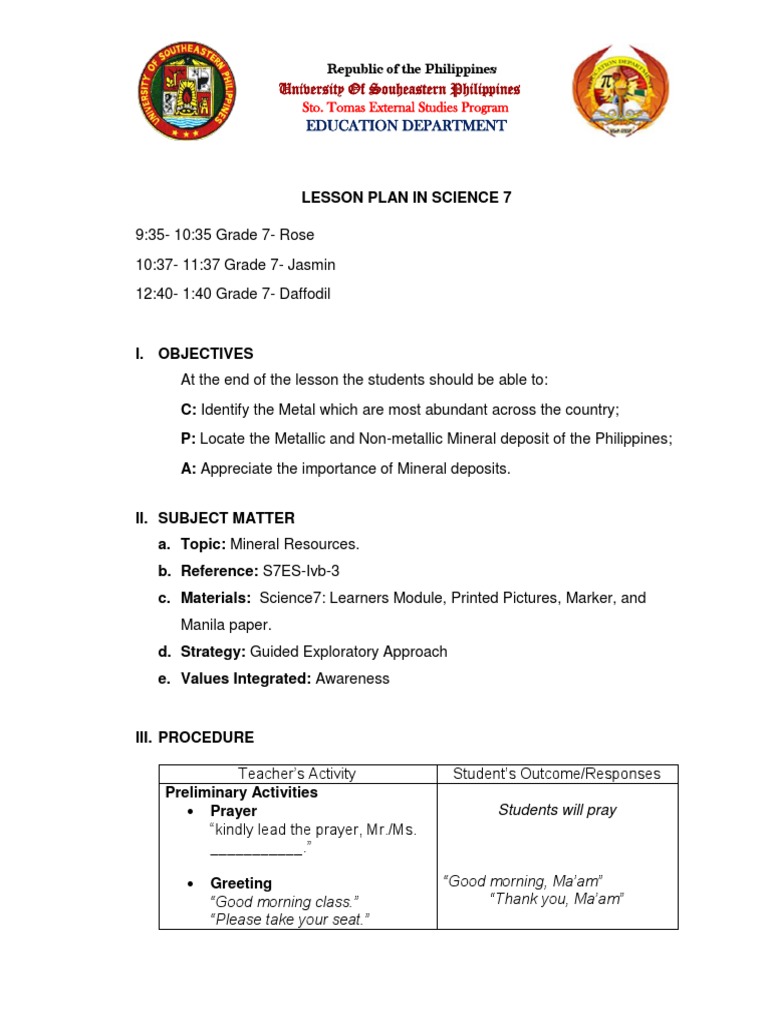 Grade 7 Lesson Plan: Mineral Resources | PDF | Metals | Platinum