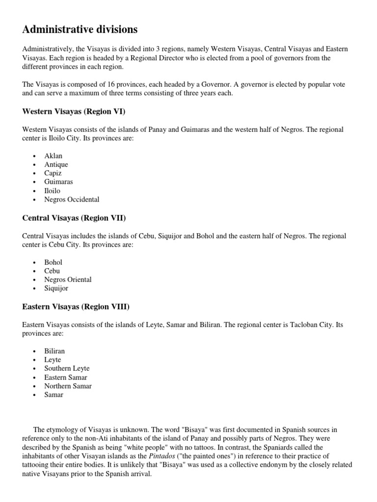 Overview of Visayas Regions and Provinces | PDF