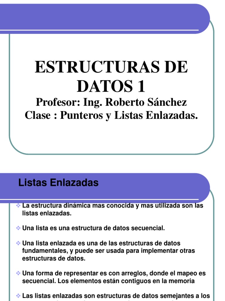 Listas Enlazadas de Estructuras de Datos | PDF | Puntero (Programación ...