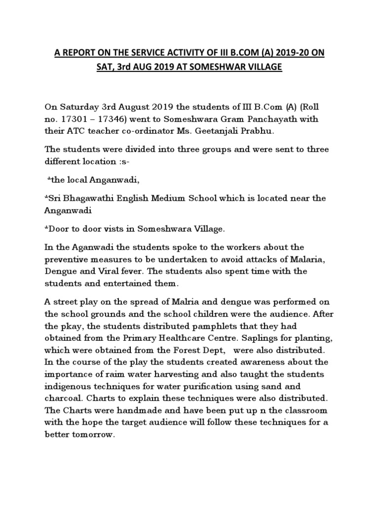 Atc Report Odd Semester 2019-20 | PDF | Wellness | Medical