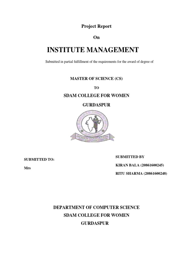 Institute Management System Project Report | PDF | Databases | Software ...