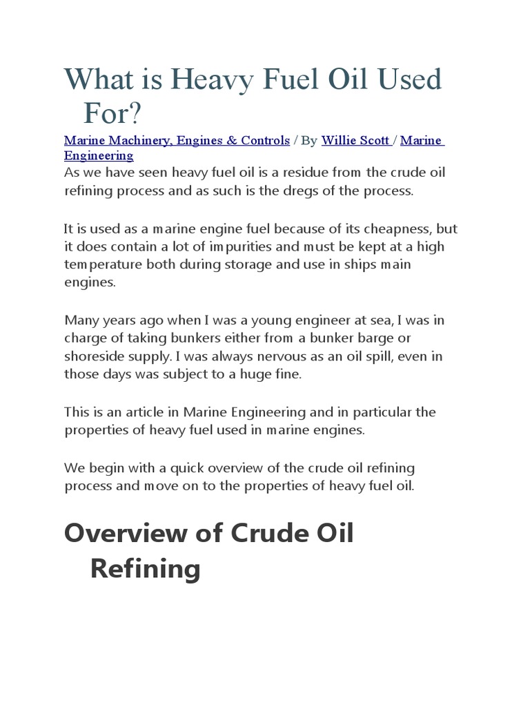 What Is Heavy Fuel Oil Used For | PDF | Fuel Oil | Oil Refinery