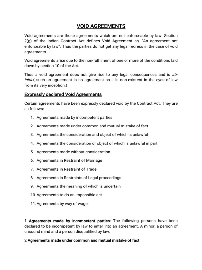 Void Agreements Pdf