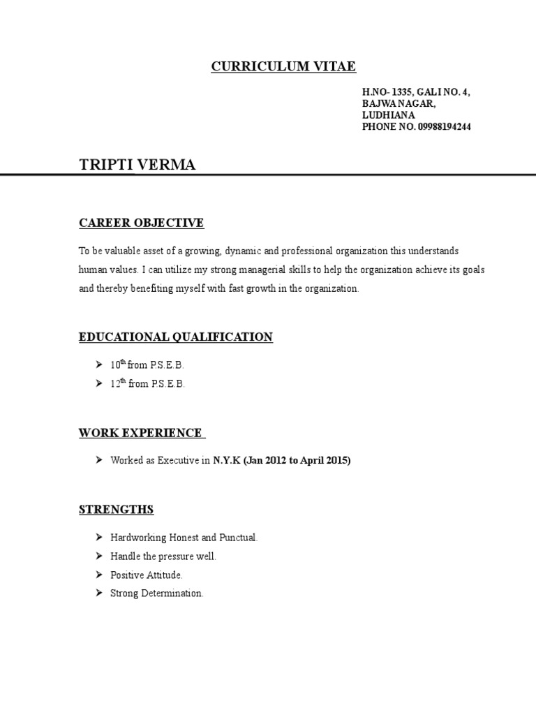 Tripti Verma: Curriculum Vitae | PDF