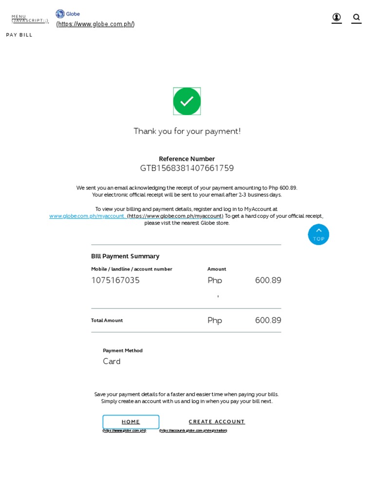 Thank You For Your Payment!: Reference Number | PDF | Receipt | Payments