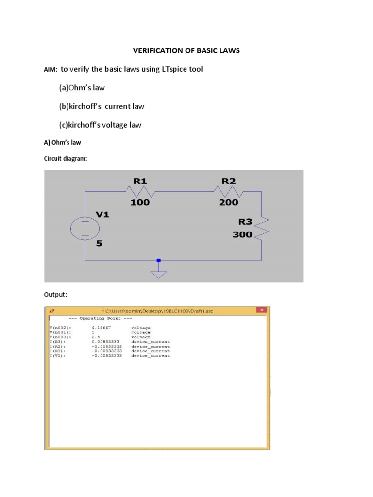Verification of Basic Circuit Laws | PDF