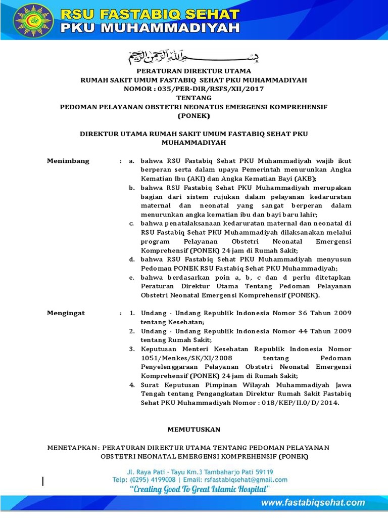 Perdir Pedoman Pelayanan Ponek | PDF