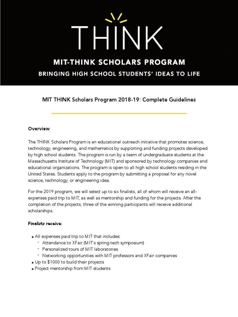 MIT THINK Scholars Program Guide | PDF | Massachusetts Institute Of Technology | Mentorship