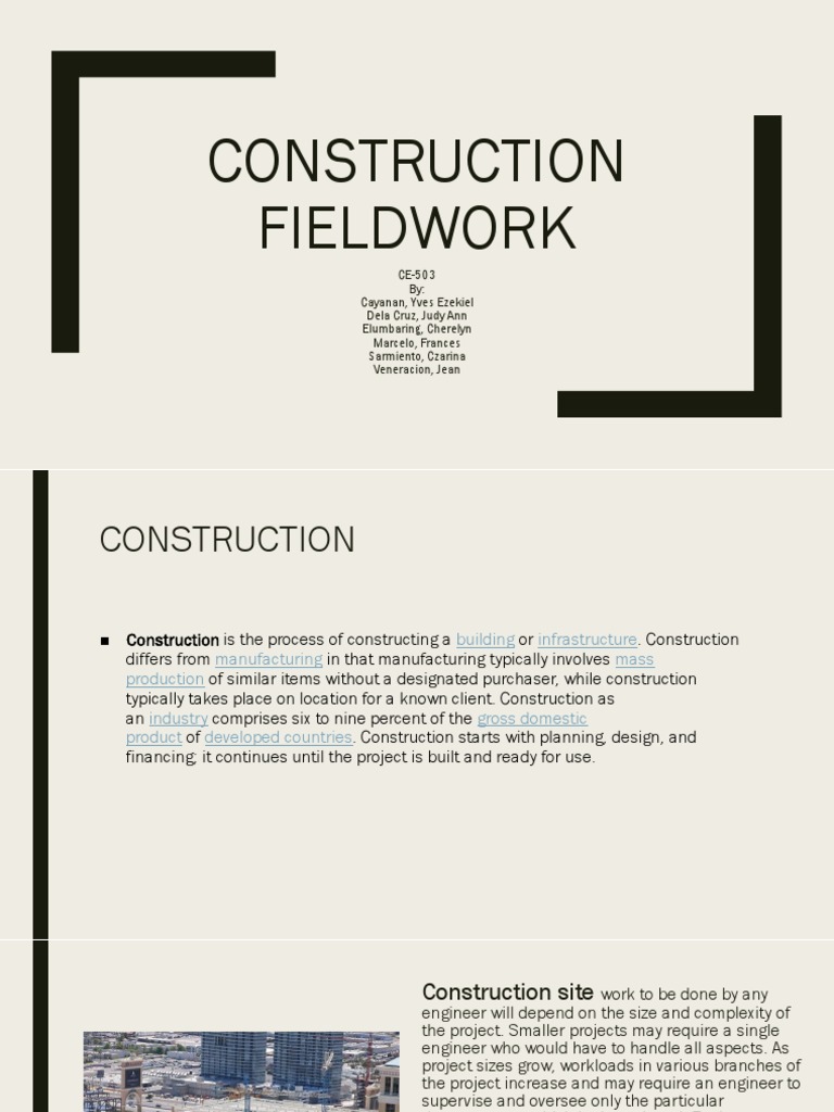 Construction Fieldwork | PDF | Economies | Economic Sectors
