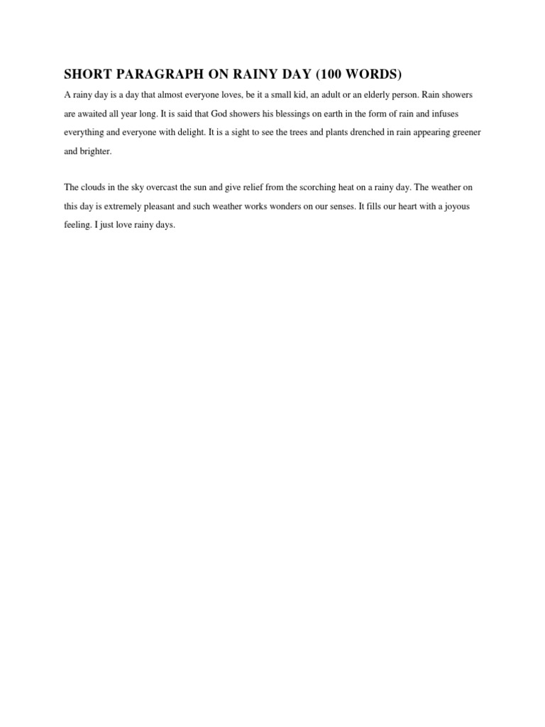 Short Paragraph On Rainy Day | PDF