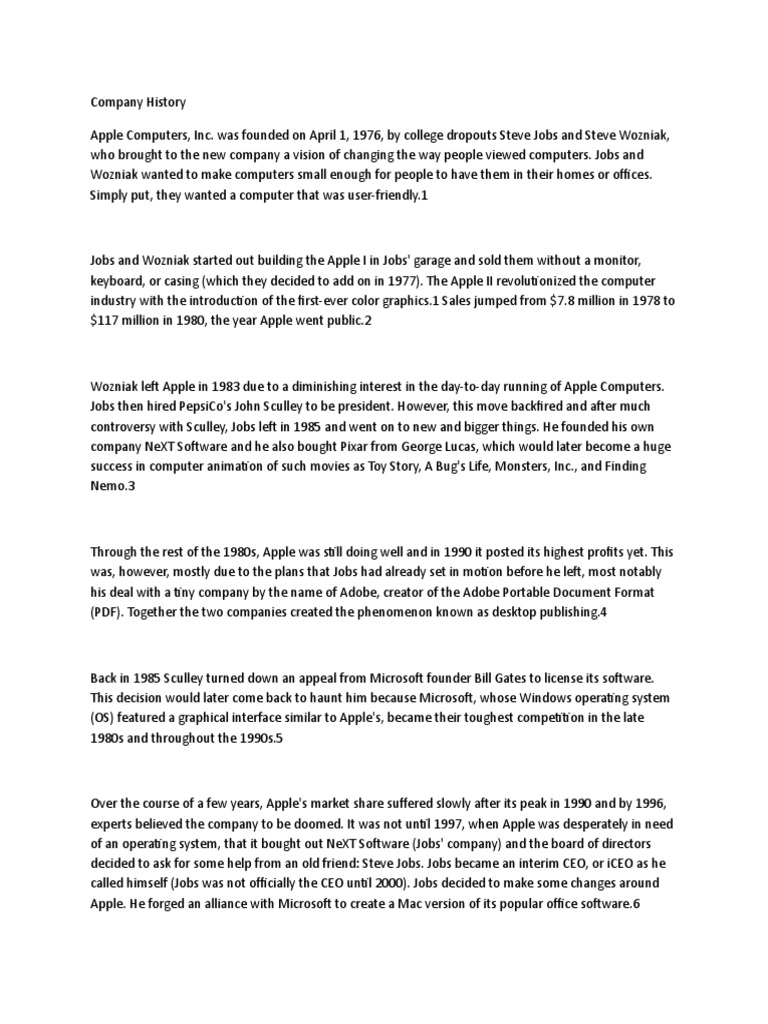 Apple Company History | PDF | Apple Inc. | Steve Jobs