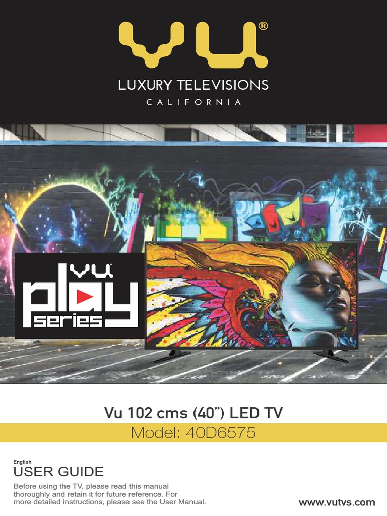 Vu TV Manual | PDF | Hdmi | High Definition Television