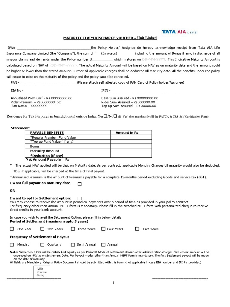 Discharge Voucher ULIP End V6.1 Revised | Download Free PDF | Signature ...