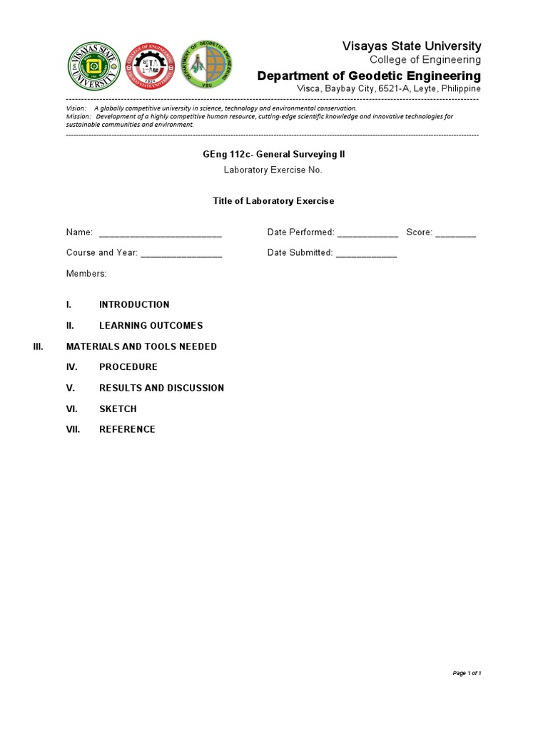 VE4-09 - Laboratory Exercise Format | PDF | Natural Environment | Science