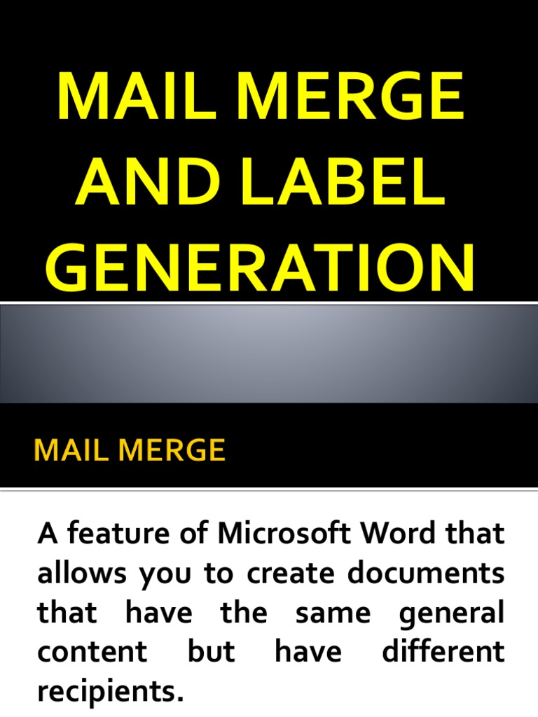 Mail Merge and Label Generation | PDF | Career & Growth