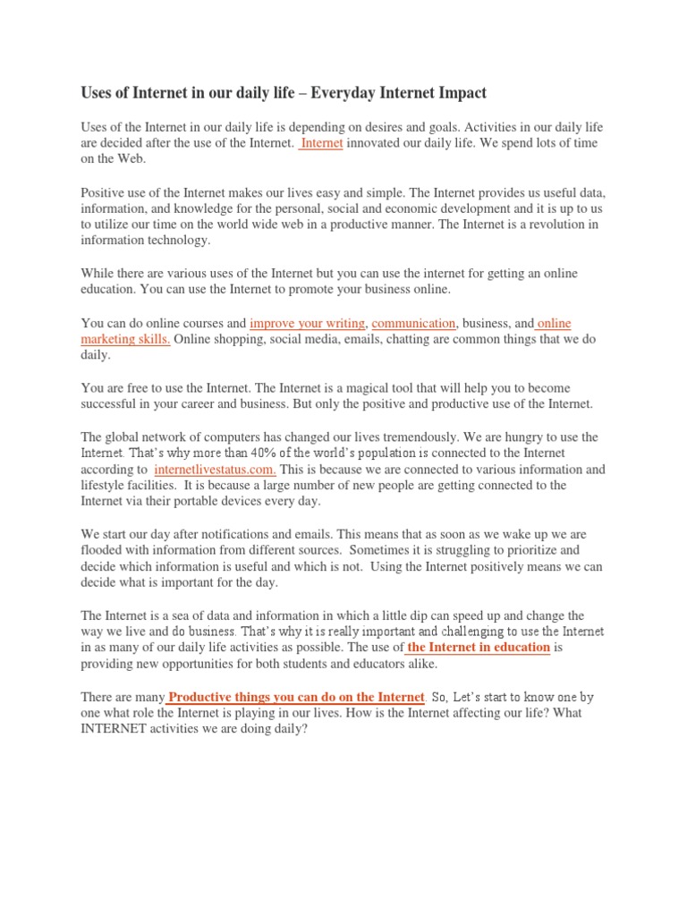 Uses of Internet in Everyday Life | PDF | Social Media | Popular ...