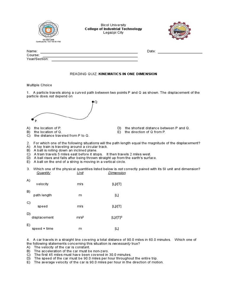 2 Kinematics in One Dimension PDF | PDF | Acceleration | Velocity