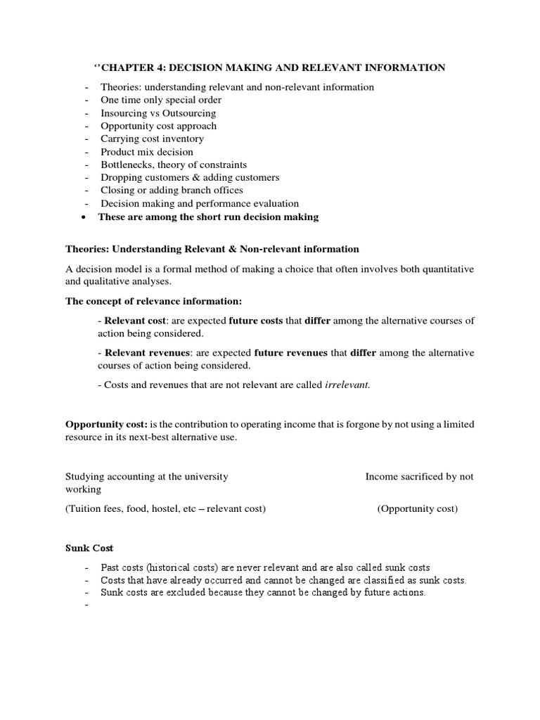 Relevant Costs in Decision Making | PDF | Cost | Labour Economics